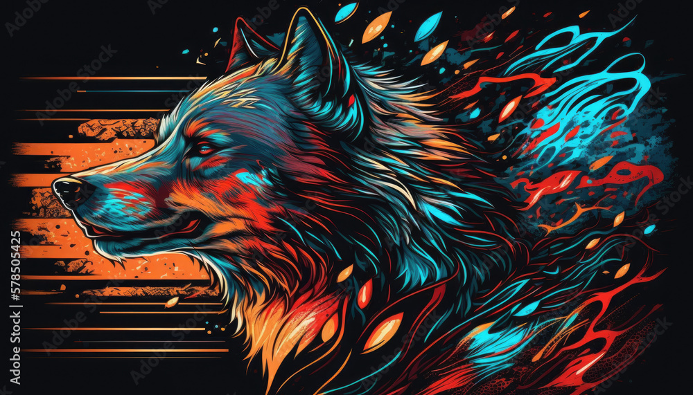 Abstract Wolf Art