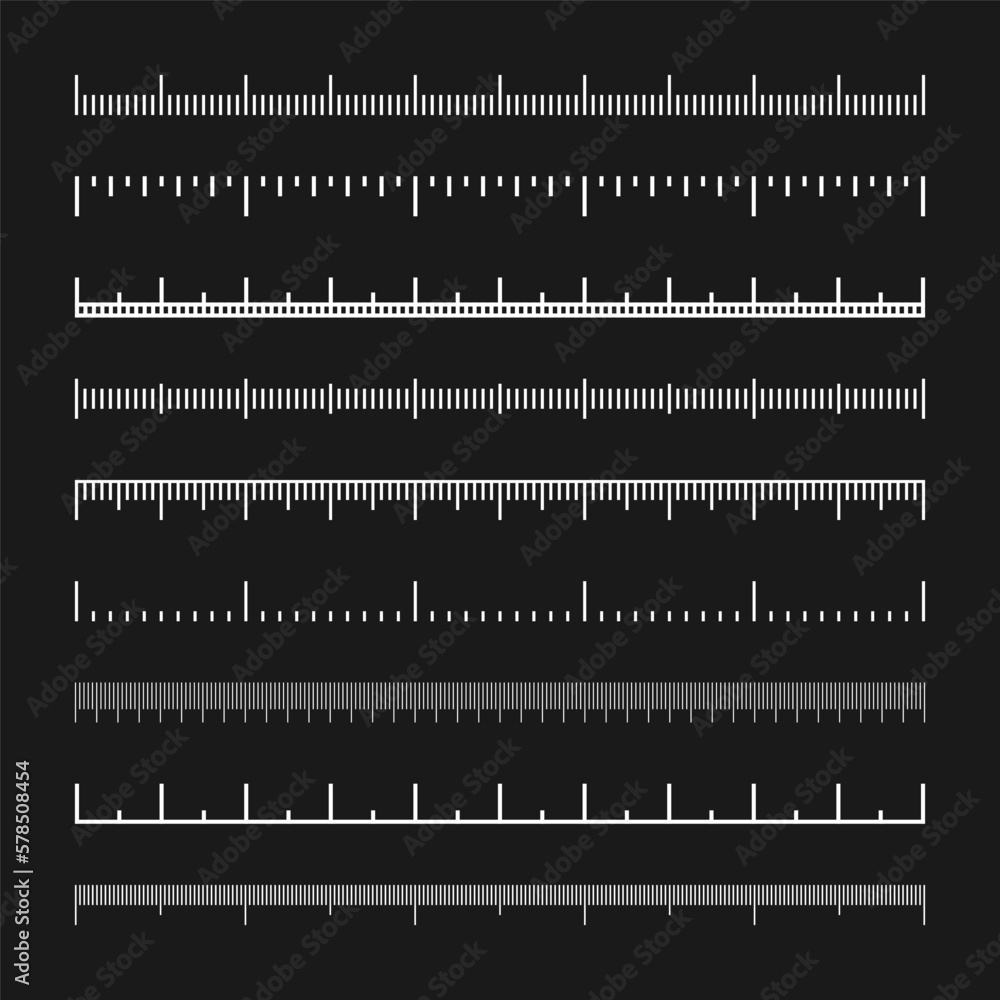 Various Measurement Scales With Divisions Realistic White Scale For