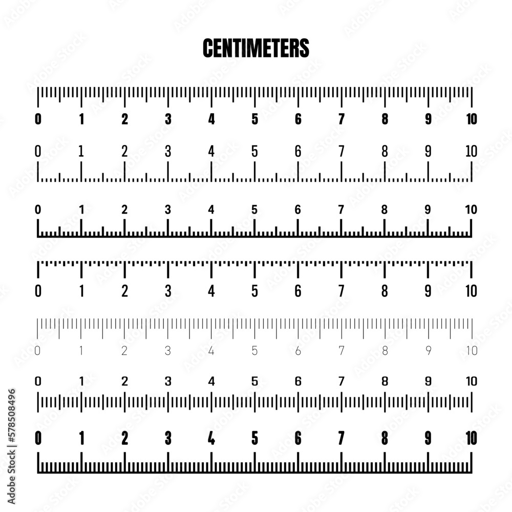 Realistic black centimeter scale for measuring length or height ...
