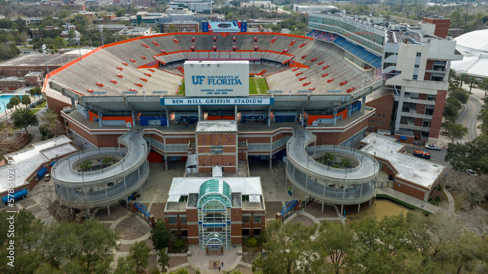 Aerial view of Ben Hill Griffin Stadium, popularly known as "The Swamp ...