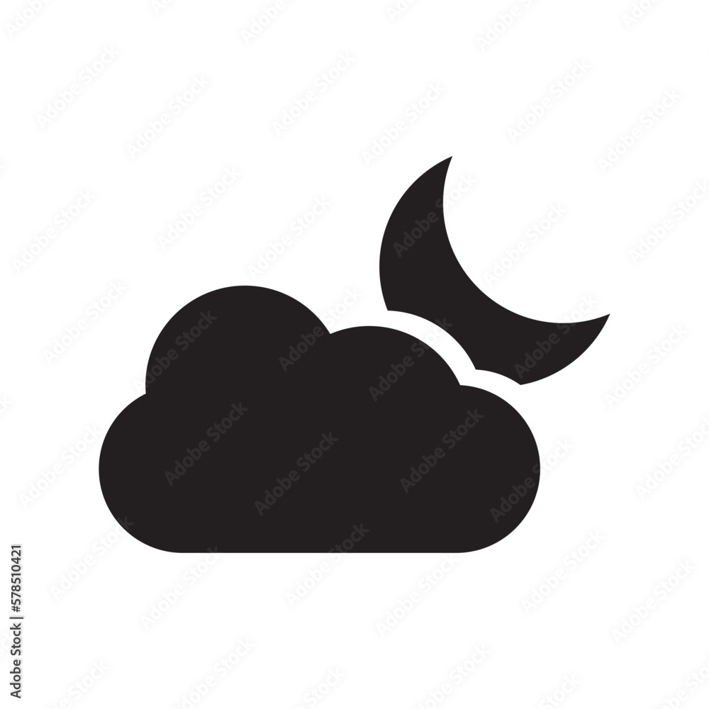 Partly cloudy icon. moon icon. Weather forecast icon for app web logo ...