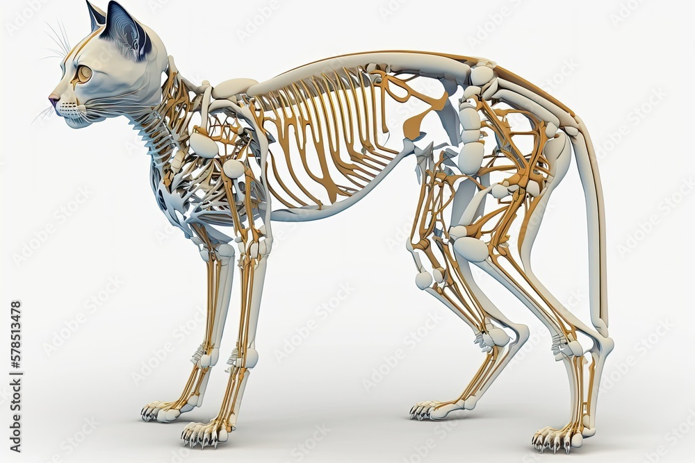 Realistic render of cat skeleton isolated on white background Stock ...