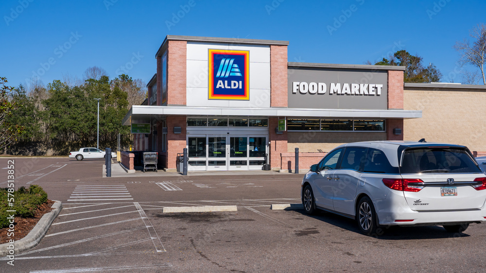 Aldi food market grocery store. Stock Photo | Adobe Stock