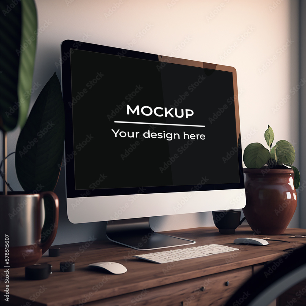 pc monitor for mockups (psd at freepik) Stock Illustration | Adobe Stock