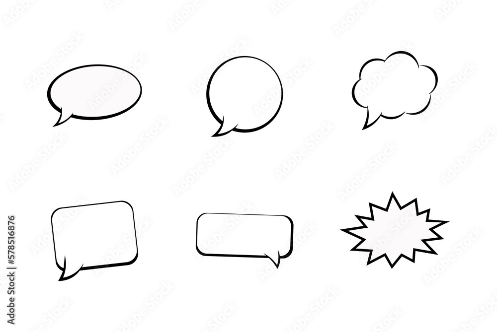 Speech bubbles icon set on transparent background, Boom bang icon, wow ...