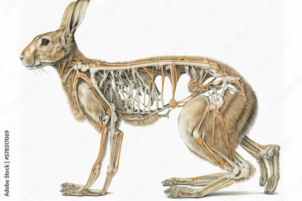 Rabbit Skeleton anatomy 3D rendering. Generative AI. Stock Illustration | Adobe Stock