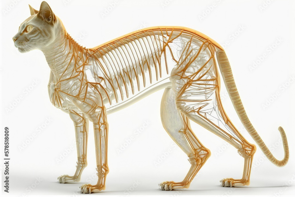 Realistic cat skeleton render isolated on white background Stock ...