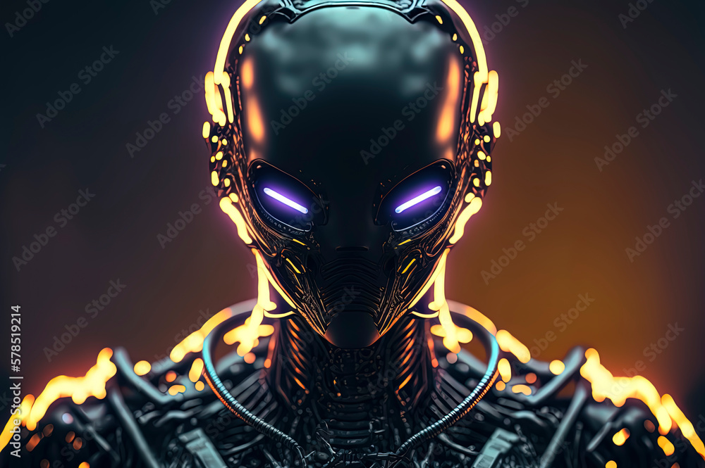 hyper detailed photorealistic masterpiece of evil cyborg wearing a ski ...