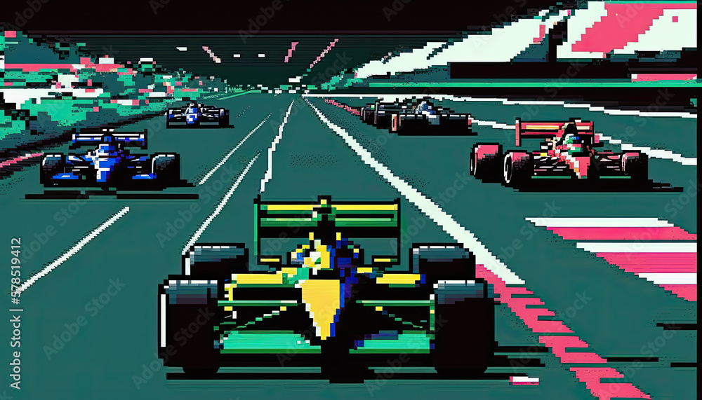 pixel art racing car illustration Stock Illustration | Adobe Stock