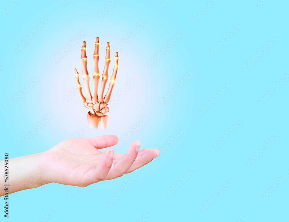 Joint pain, hand bones. arthritis pain and osteoarthritis concept. the ...