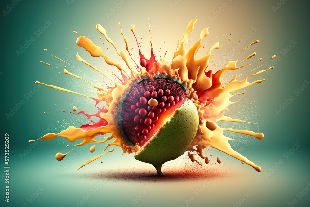 Explosion of taste on bright background, concept of Vibrant Colors and ...