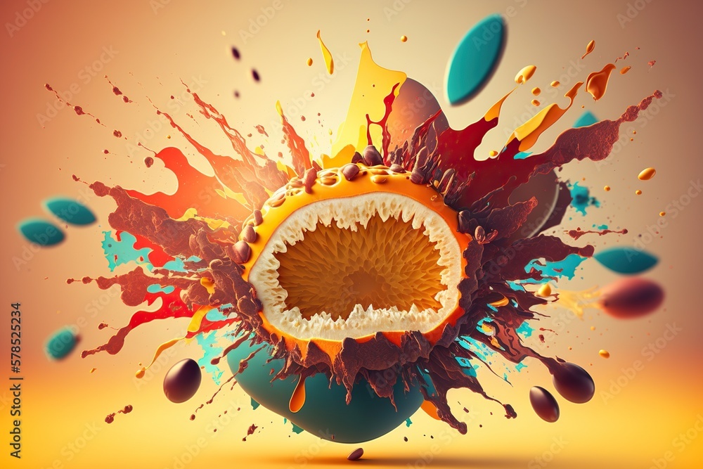 Explosion of taste on bright background, concept of Vibrant Colors and ...