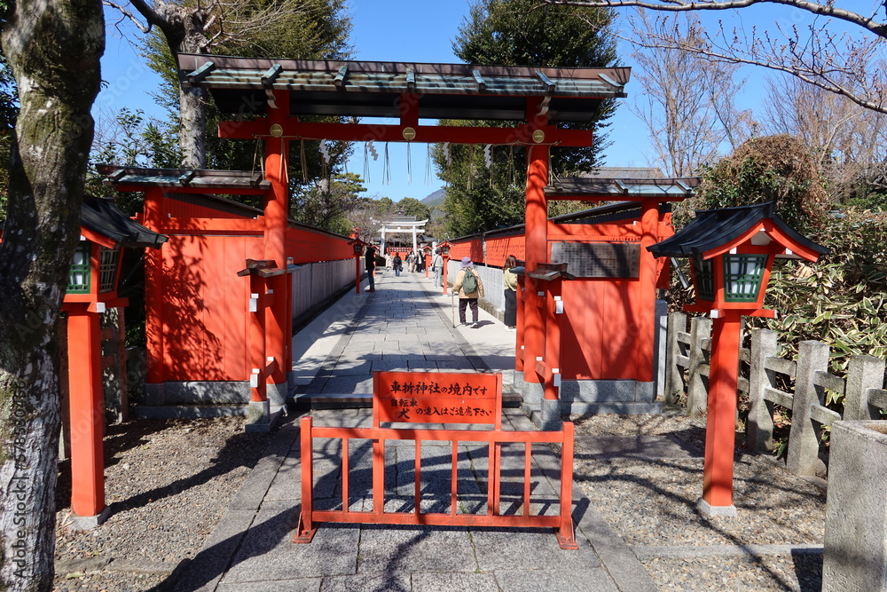 A shrine at Saga in Kyoto City : a scene of the access to the precincts ...