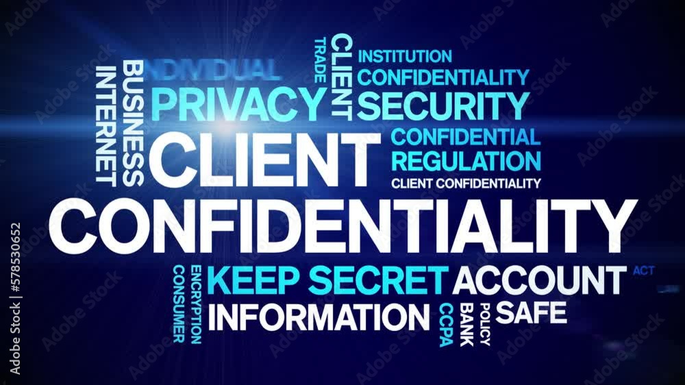 Client Confidentiality animated tag word cloud;text design animation ...