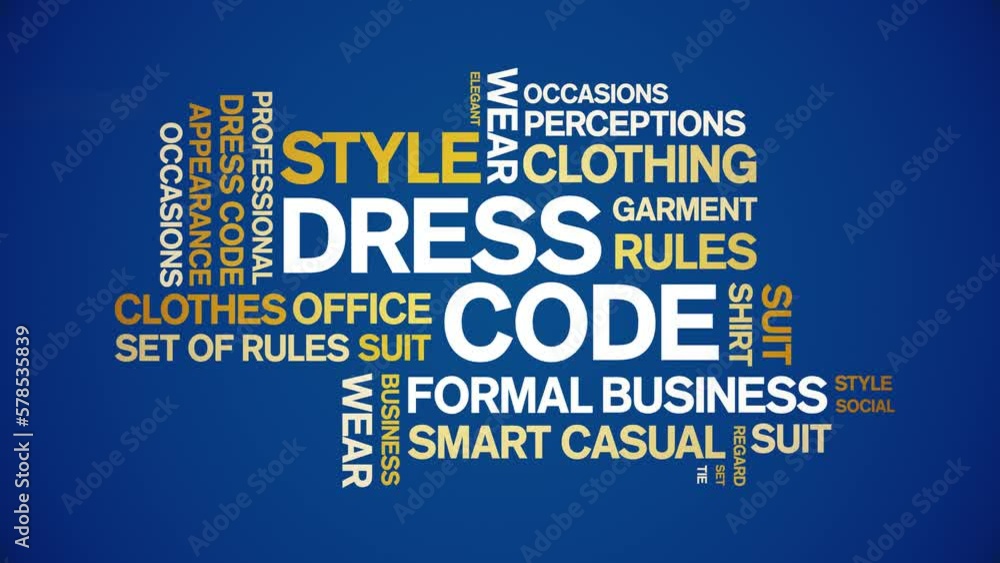 Dress Code animated tag word cloud;text design animation kinetic ...