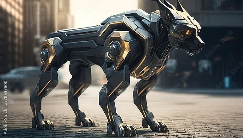 futuristic robot dog digital art illustration, Generative AI Stock ...