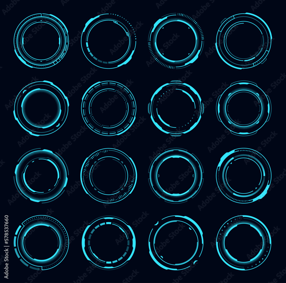 HUD round frame borders, aim control target and navigation element ...