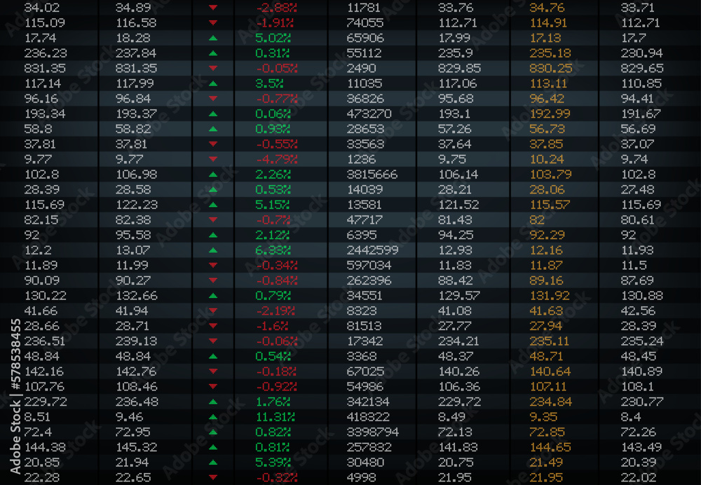 Stock exchange board, market index graphs and charts, vector screen background. Stock exchange ...