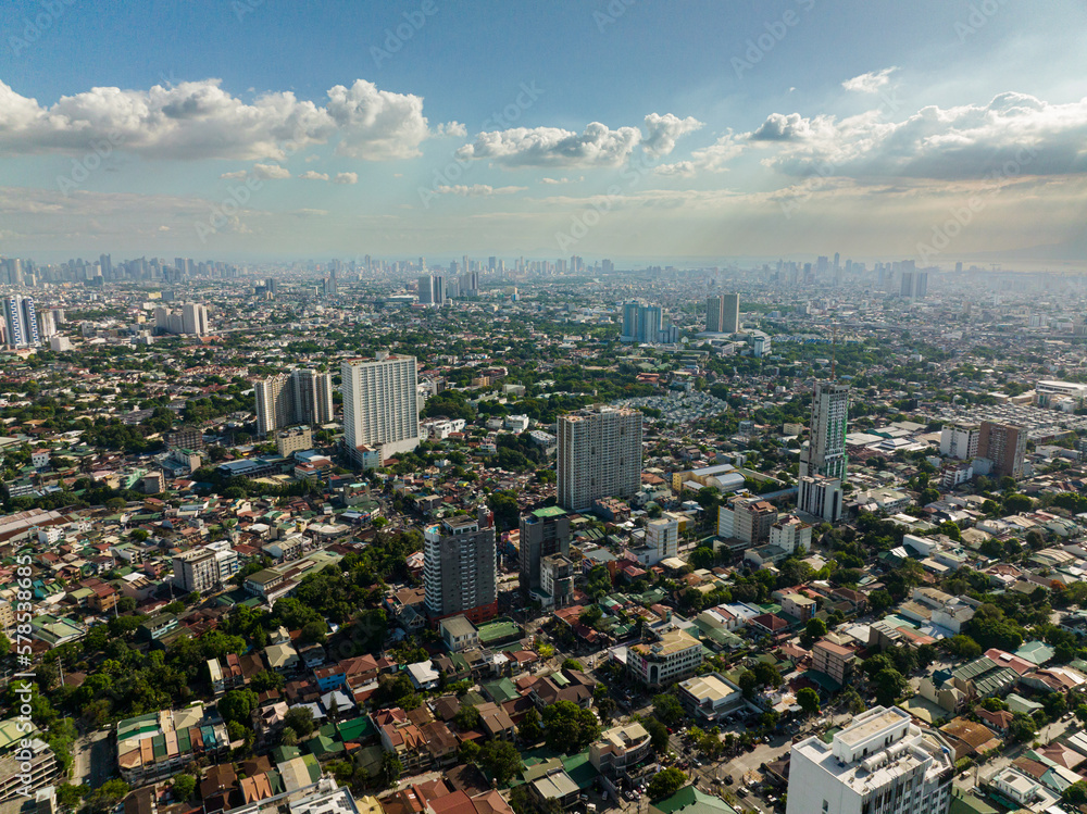Aerial view of Manila city, the largest metropolis of Asia with ...