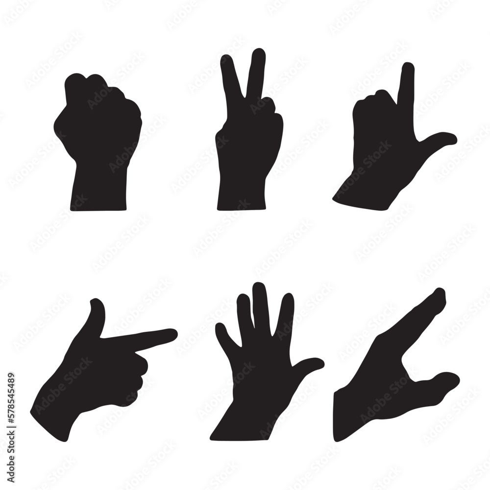 set of hands. Vector illustration isolated on white background. Hand ...
