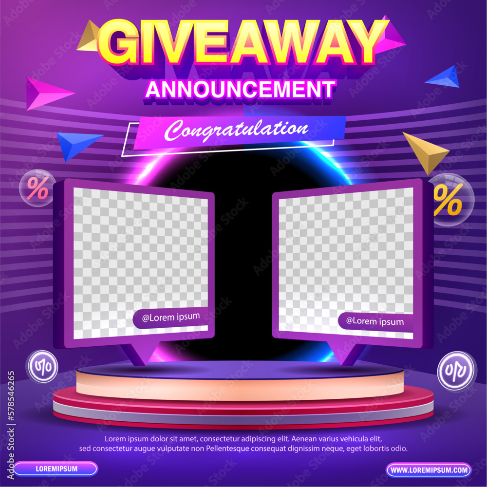 Giveaway winner announcement social media post template. Giveaway ...