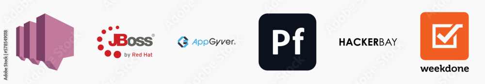 Software brand logo collection. Editorial vector logo set. Stock Vector ...