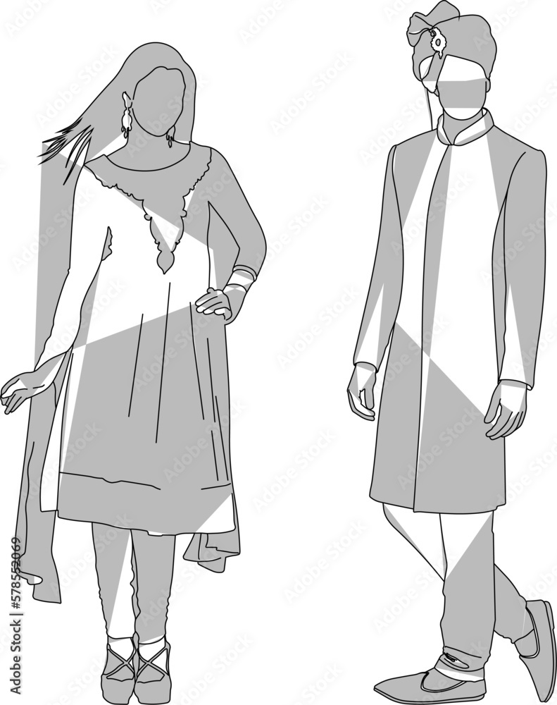 sketch vector illustration of indian bollywood actress in traditional ...