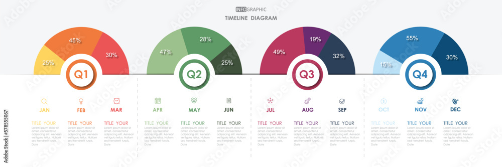 timeline project diagram Infographic template for business. 12 Months ...