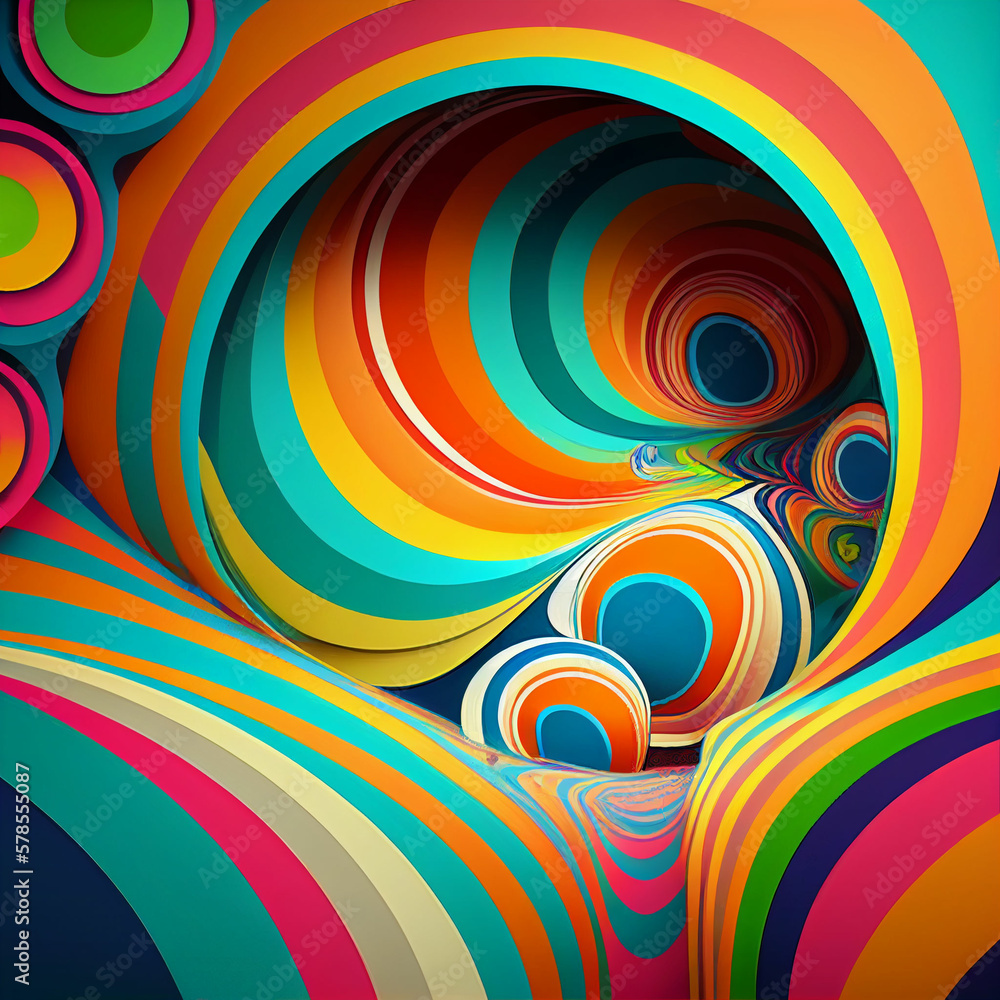 Trippy Retro Background for Psychedelic 60s-70s Parties with Bright ...