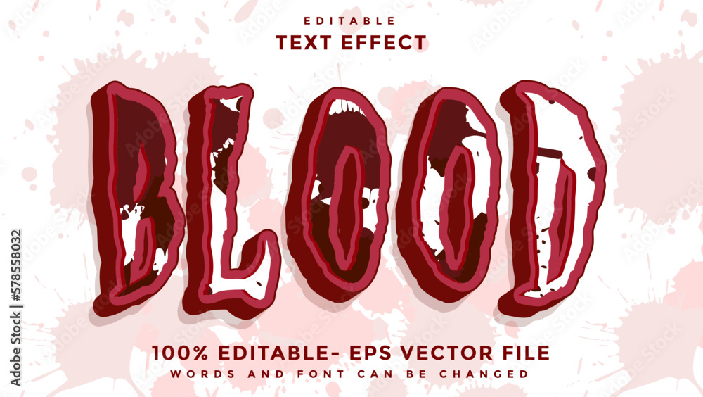 3d Red Word Blood Editable Text Effect Design, Effect Saved In Graphic ...