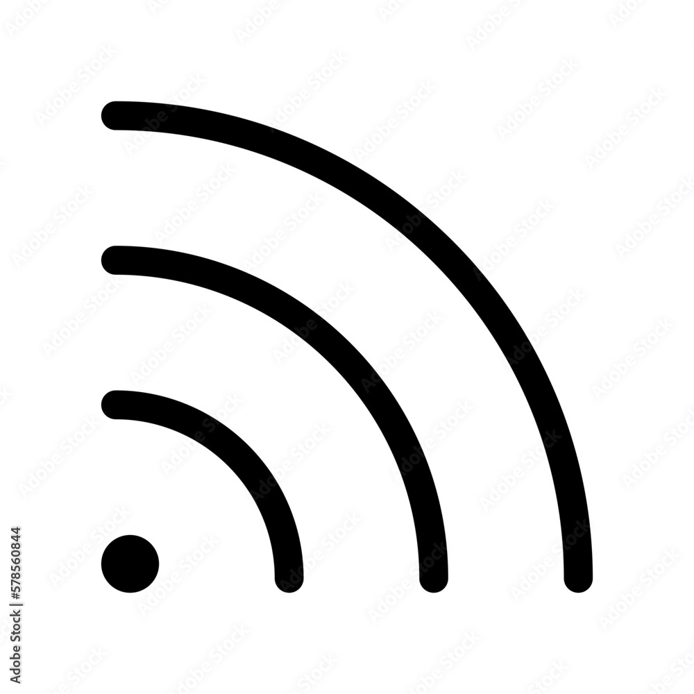 Editable vector wifi signal icon. Black, line style, transparent white ...