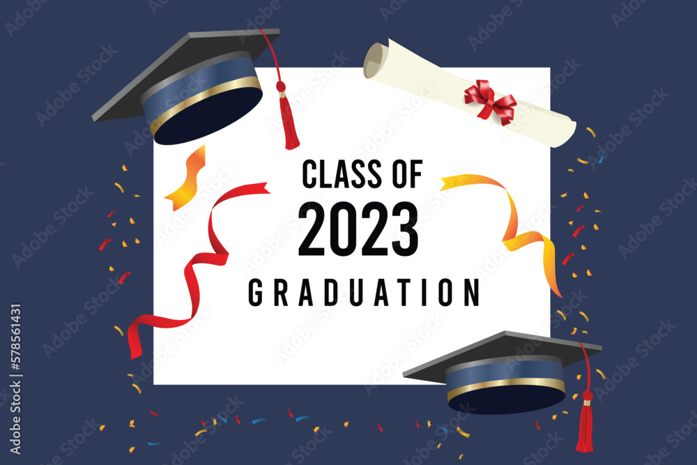 colorful graduation invitation template with flat design Stock Vector ...