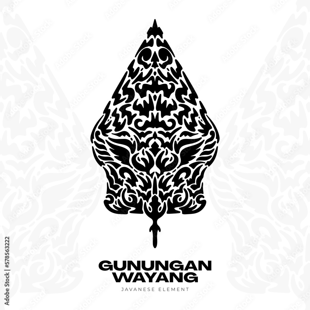 Silhouette of Indonesia Gunungan Wayang Stock Vector | Adobe Stock
