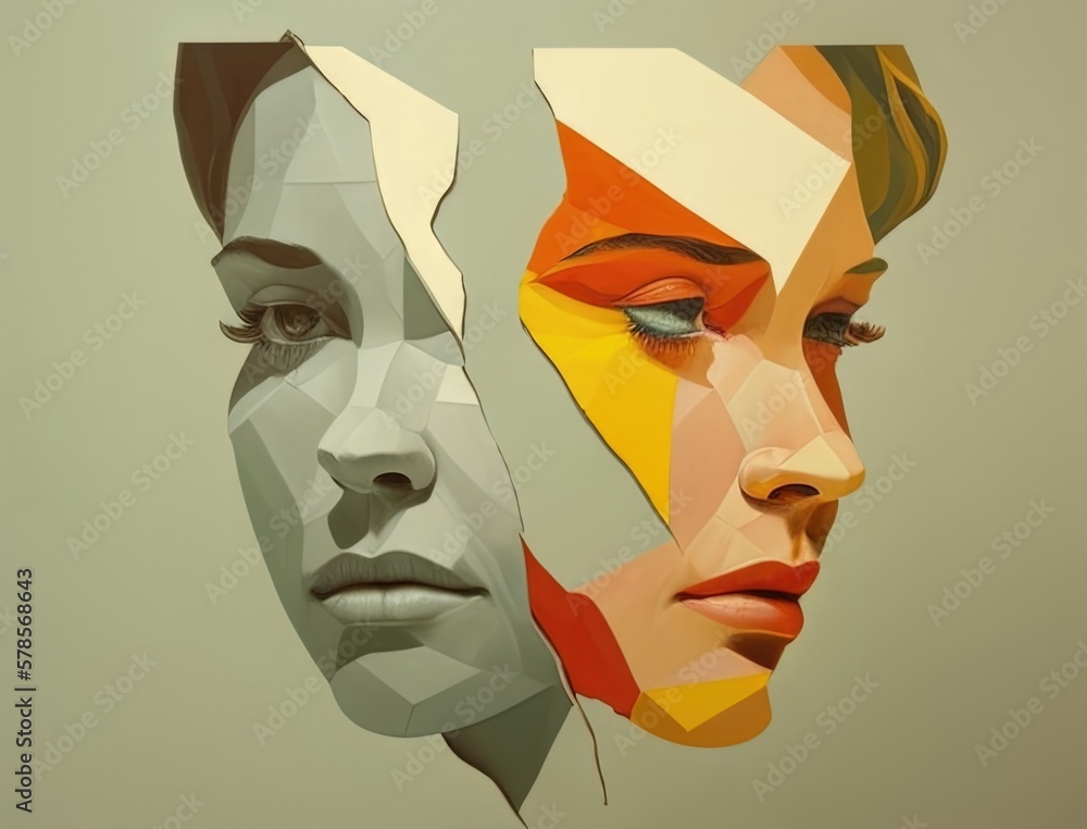 ambivalence of emotions seen on a face contorted in perplexity. Art ...