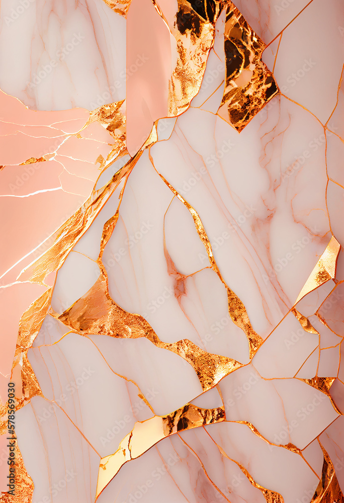 beautiful rose gold marble background with golden veins, marble stone ...