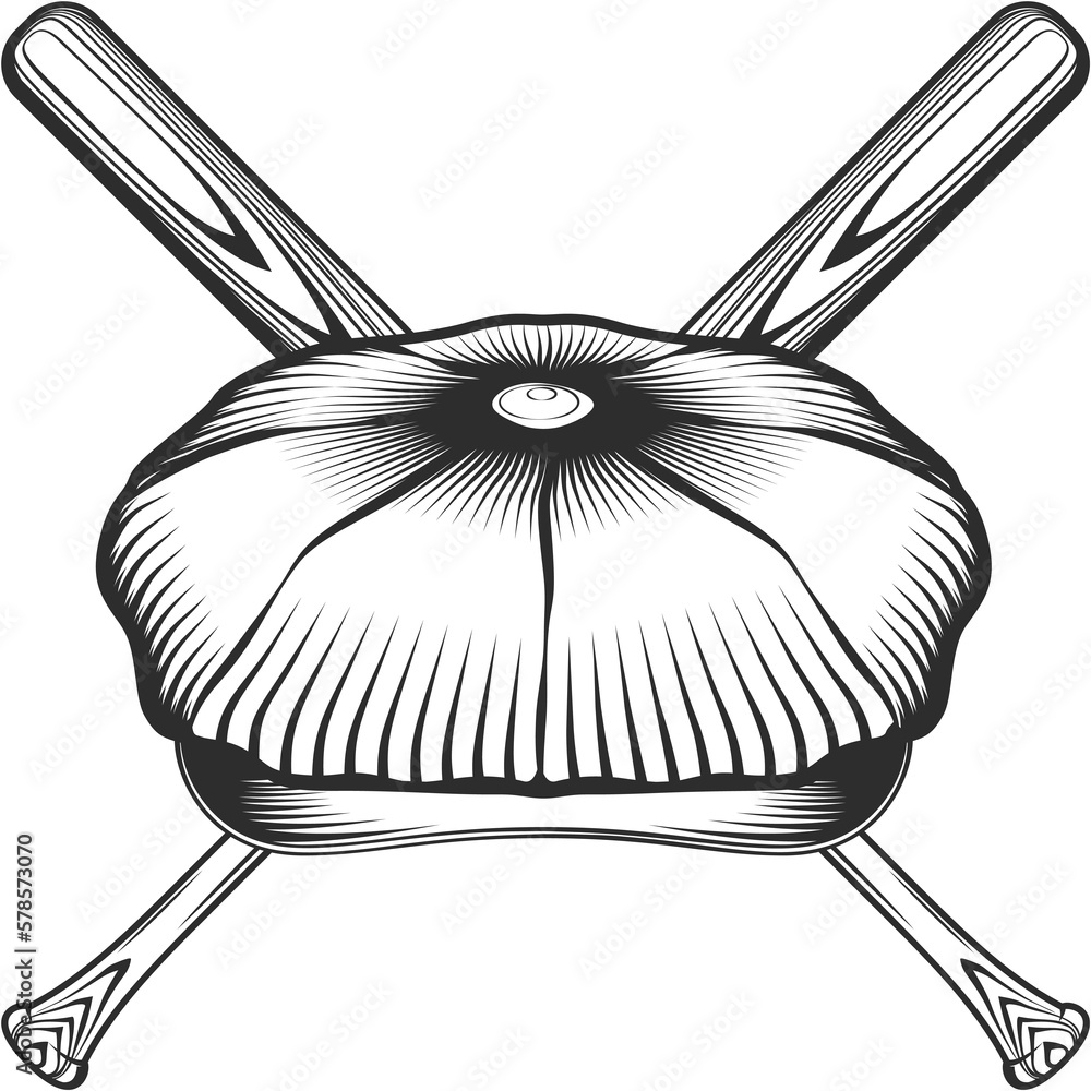 Flat cap with baseball bat club emblem design elements template in ...
