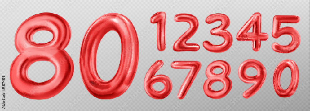 Vecteur Stock 3d red numbers font for birthday or anniversary ...