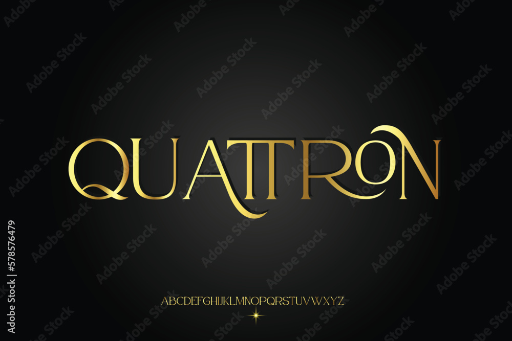Quattron elegant golden alphabet letters font set. Classic Custom gold ...