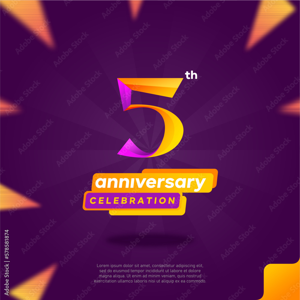 Number 5 logo icon design, 5th birthday logo number, 5th anniversary ...