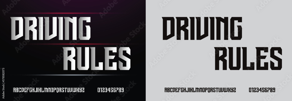 Vetor do Stock: Driving Rules, Modern Sport Fonts. Typeface Tech style ...