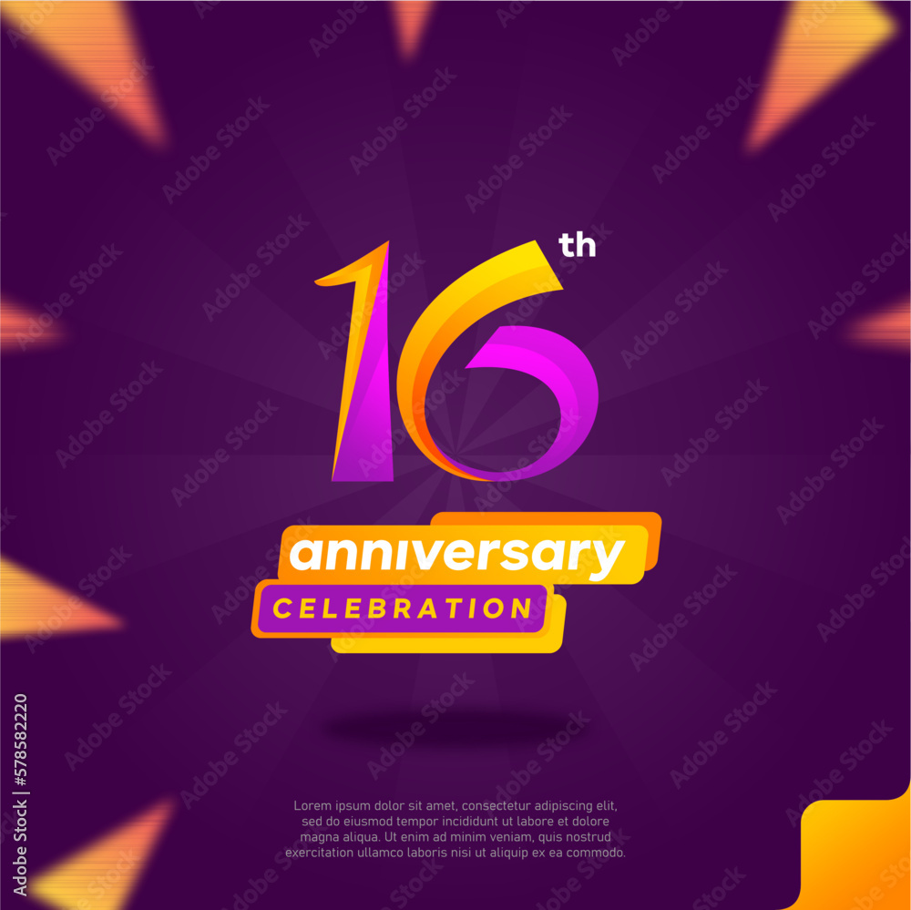 Number 16 logo icon design, 16th birthday logo number, 16th anniversary ...