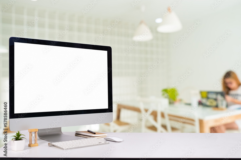 laptop monitor digital pc desk Mockup Blank screen computer desktop ...