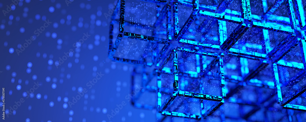 Abstract background from blocks. Artificial Intelligence. Machine learning. Data background. Big ...