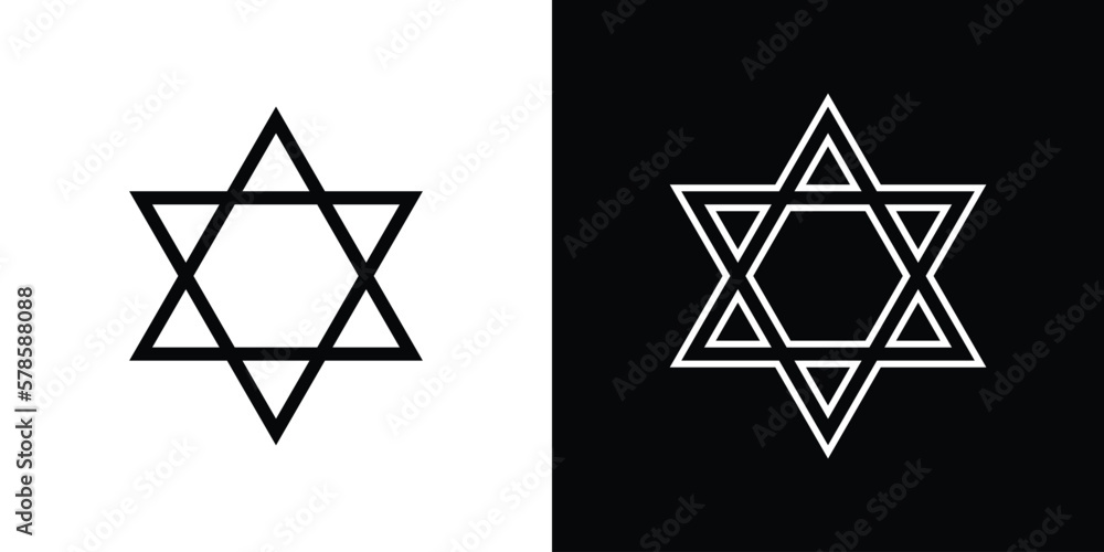 icon star of david, star of david with black outline, white background ...