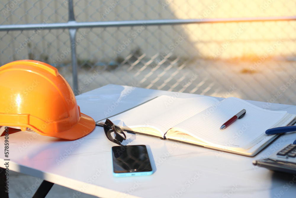Architectural and Engineer Office desk background construction project ...