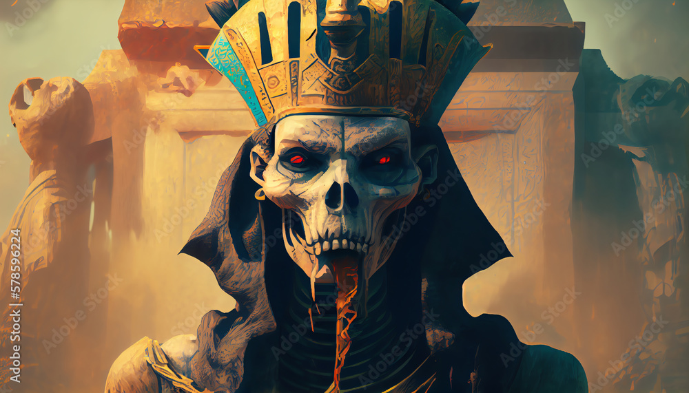 Scary Pharaoh. Realistic face. Generative AI Stock Illustration | Adobe ...