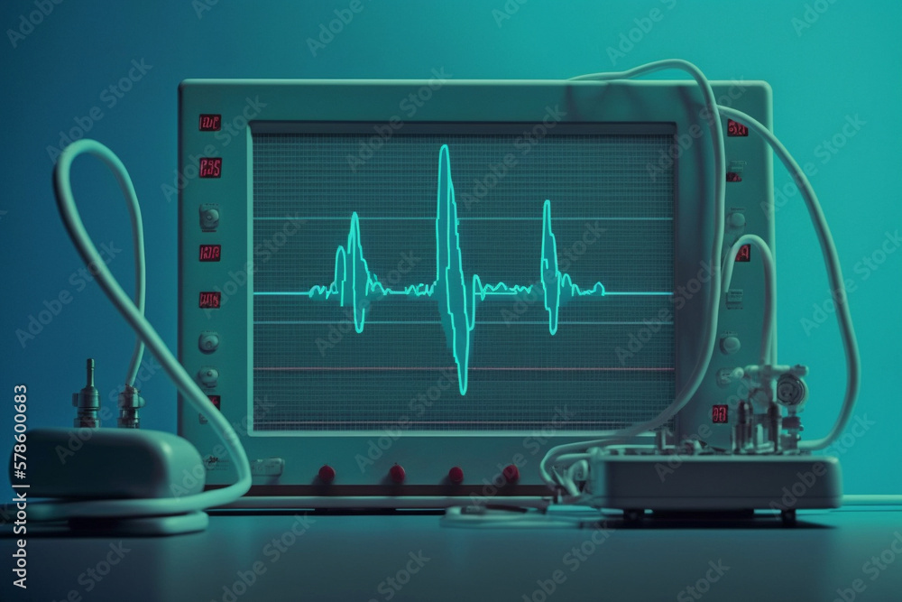 Heart monitor measuring vital signs, medical technology. Generative AI ...