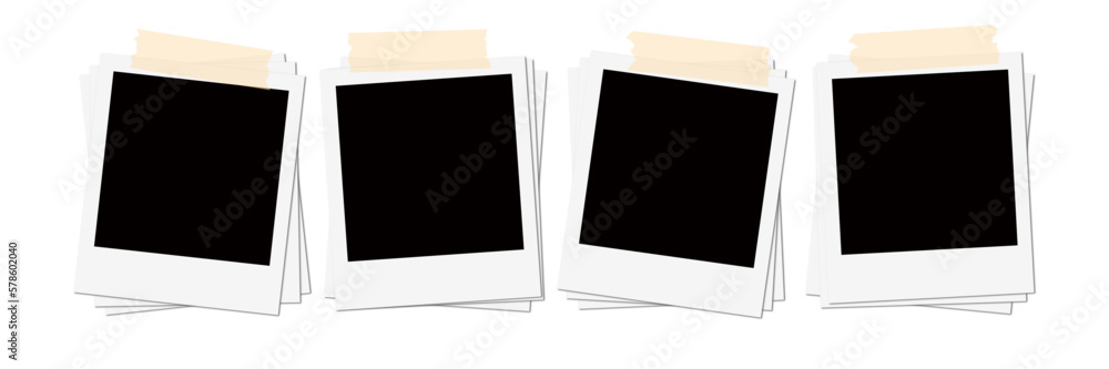 Isolated White Polaroid Photo Frame Stack with Tape Stock Vector ...