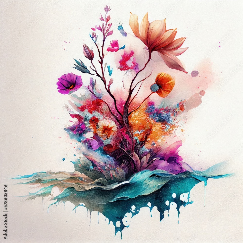 Vibrant AI-Generated Watercolor Painting of a Flower in 8K Resolution ...