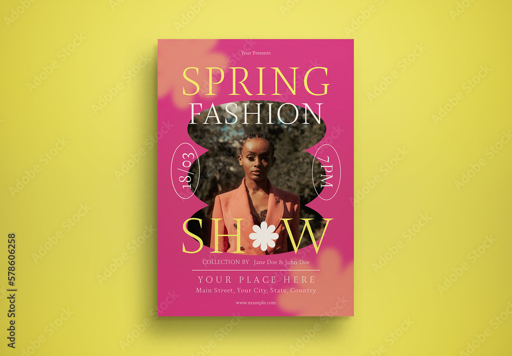 Pink Modern Spring Fashion Show Flyer Layout Stock Template | Adobe Stock